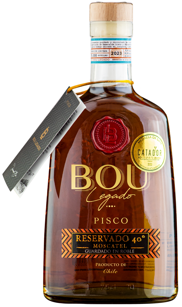 Pisco Bou Legado Roble Reservado 40º | Moscatel Premium del Valle de Choapa – ENFERMENTADOS